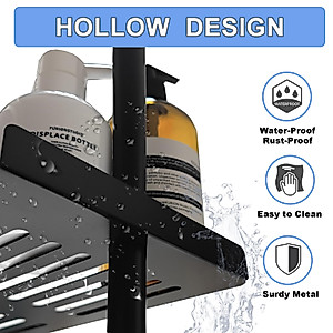 Xiarnotogi Standing Shower Caddy Corner, 3 Tier Bathroom Organizer Shelf with Handle, Storage Shelf, Stand Up Metal Basket Rack for Inside Bathroom, Kitchen, Laundry Room (Matte Black)