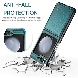 Taneny for Samsung Galaxy Z Flip 5 Case, Slim PU Leather Shockproof Protection Anti-Scratch Phone Cover Case for Samsung Galaxy Z Flip 5 5G 2023 (Teal)