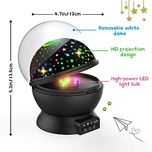Star Projector Night Light for Kids, Gifts for 3-12 Year Old Girls Boys Kids Night Light Projector for Kids Autism Toys for 3-12 Year Old Girls Boys Kids Halloween Toys Gifts Birthday Present Black