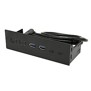 5.25 Inch Front Panel, PC Multifunction Media Dashboard, USB 3.0 to 19 Pin Metal Optical Drive Bay 2 Port USB Hub for PC Computer Case