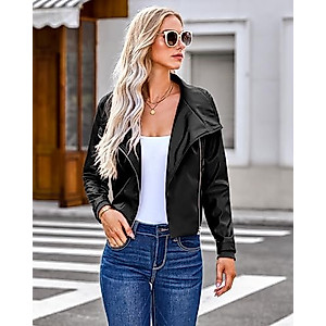 luvamia Zip Up Jacket Women's Leather Jacket Black Leathwr Jacket Women Black Pleather Jacket Women Black Jacket Women Black Jacket Women Zip Up Black Faux Leather Jacket Women Black large Size 12 14