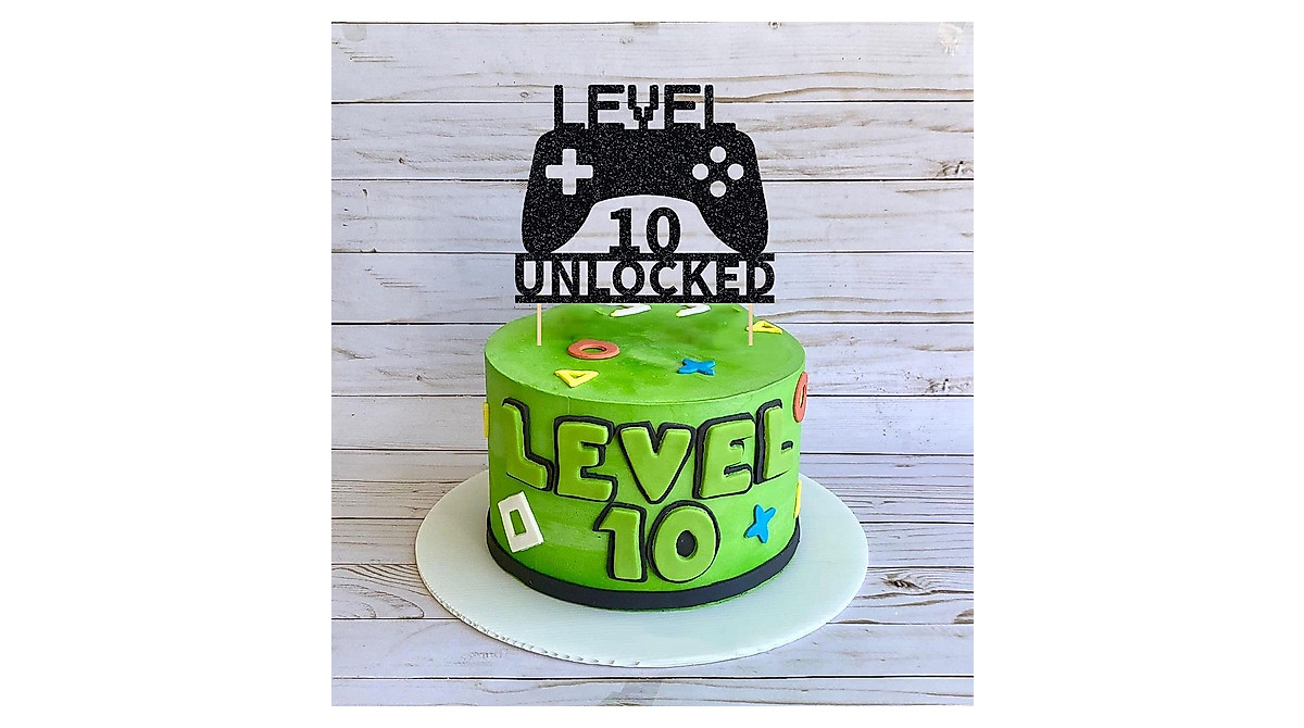Level 10 Unlocked Cake Topper for Gamer Birthday