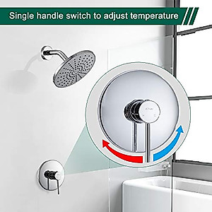 Aihom Shower Faucet Chrome Shower Head Set, Single Handle Brass Rough-in Valve Shower System with Shower Arm and 8-Inch Touch-Clean Shower-head Shower Trim Kit