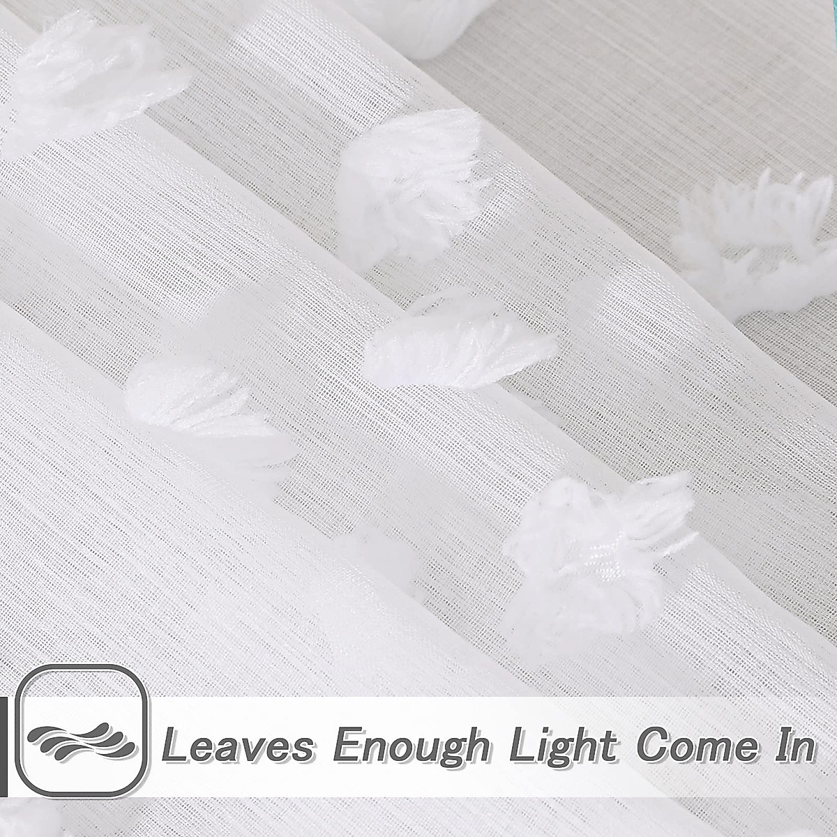 MYSKY HOME Pom Pom White Sheer Curtains for Bedroom Living Room Light Filtering Semi-Sheer Curtains for Nursery Girls Kids Room Rod Pocket Boho Voile Draperies White 52 x 63 inch 2 Panels