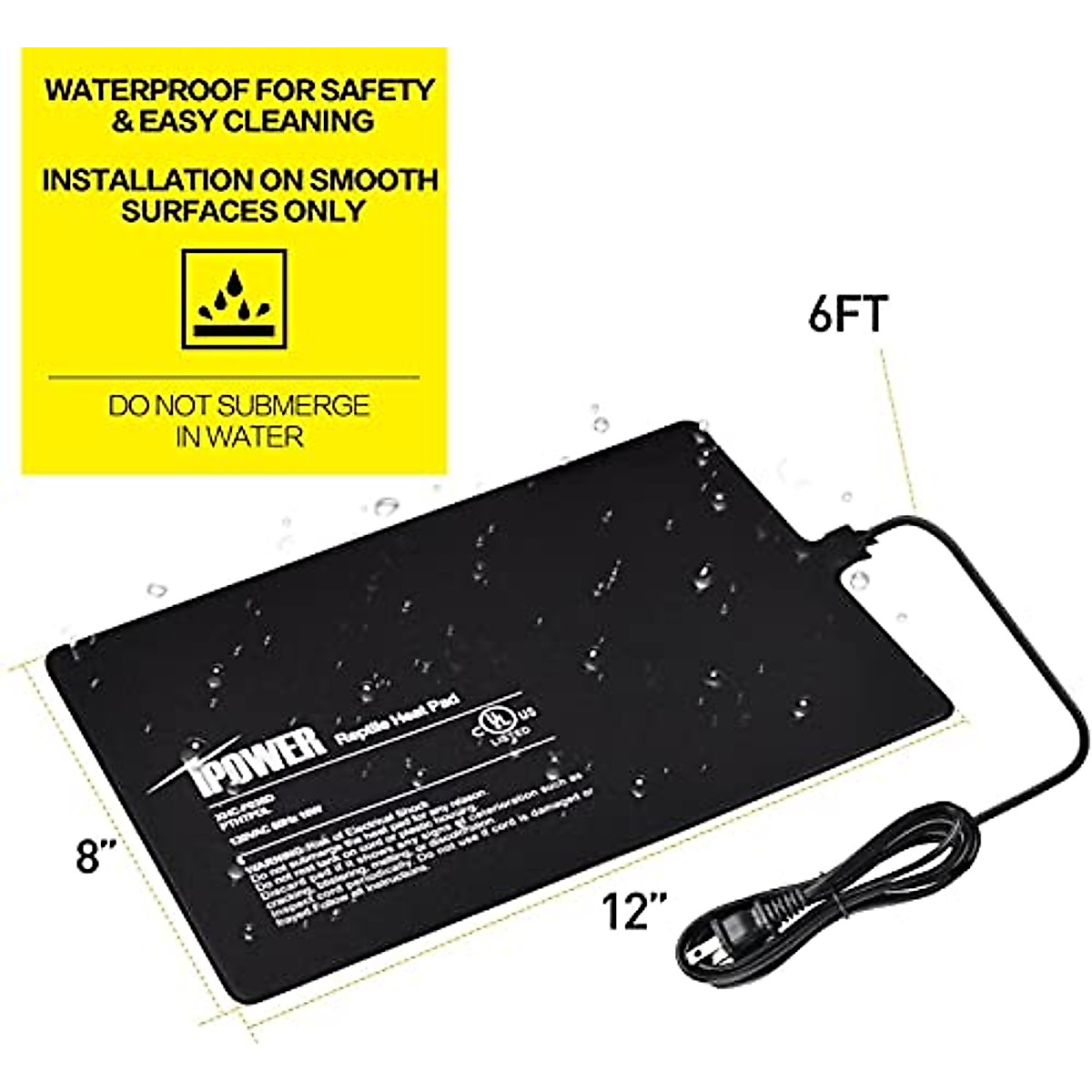 iPower Reptile Heat Pad 4W/8W/16W/24W Under Tank Terrarium Warmer Heating Mat and Digital Thermostat Controller for Turtles Lizards Frogs and Other Small Animals, Multi Sizes