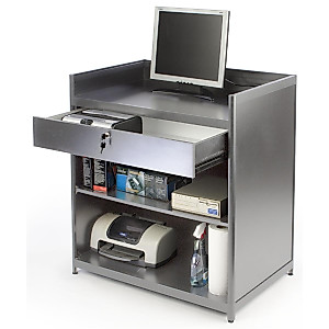 Displays2go, Laminated Registered Stand, Laminated MDF & Aluminum Construction – Silver Finish (JBQCW36)