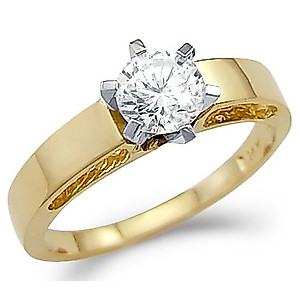Size- 4 - Solid 14k Gold Solitiare Engagement Wedding CZ Cubic Zirconia Ring Band New Round Cut 0.5 ct