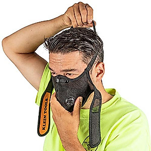 Klein Tools 60442 Face Mask, Reusable with Replaceable Filter, Washable Fabric Anti Pollution Shield Mask, Adjustable Nose Clip