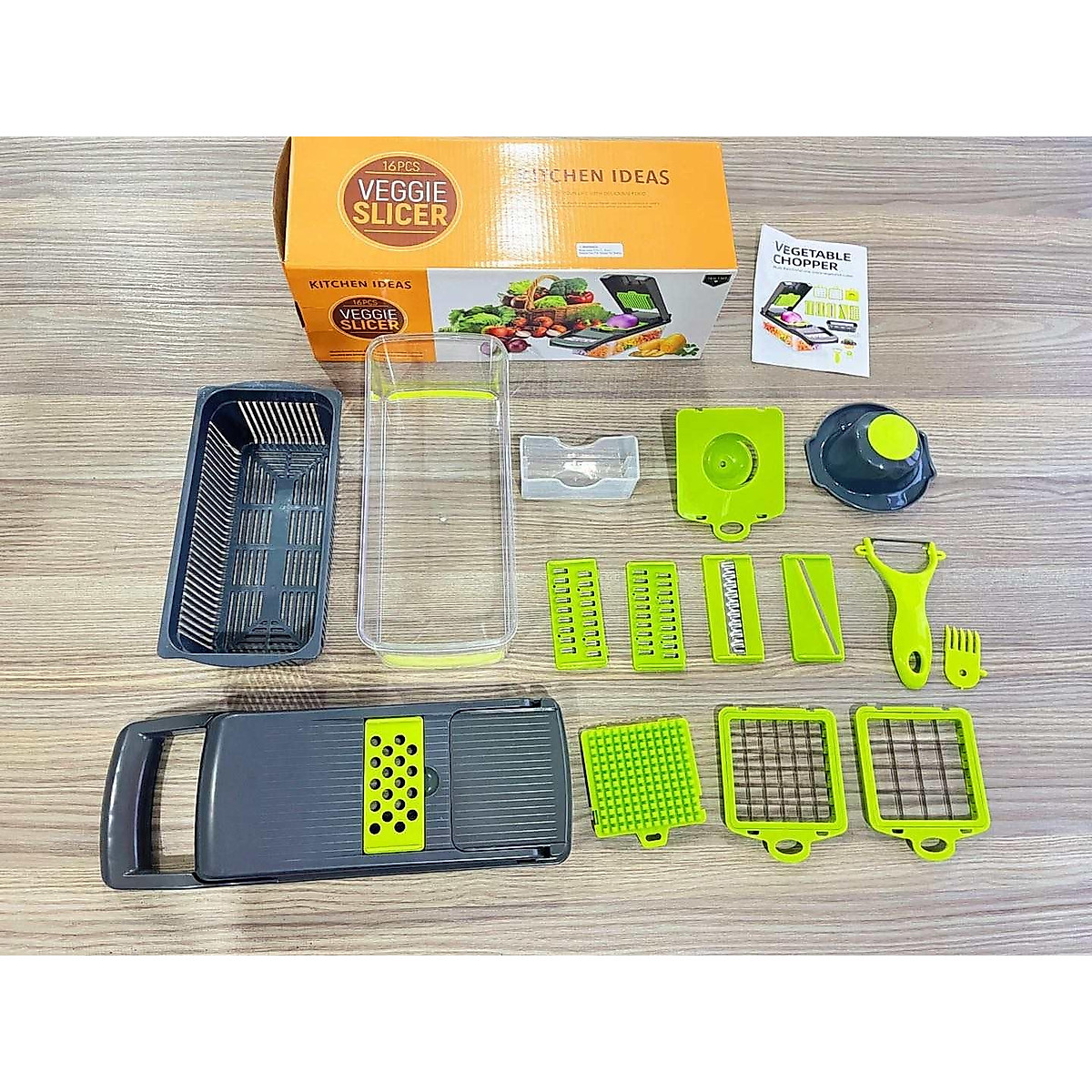 BM VIRAL Vegetable Chopper, Onion Chopper, Mandolin Slicer, Pro 10 in 1 professional food Chopper Multifunctional Vegetable Chopper and Slicer, Dicing Machine, With Container (grey)