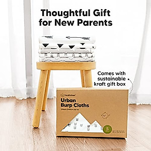 5-Pack Organic Burp Cloths for Baby Boys and Girls – Ultra Absorbent Burping Cloth, Burp Clothes, Newborn Towel - Milk Spit Up Rags - Burpy Cloth Bib for Unisex, Boy, Girl - Burp Cloths (Grayscape)