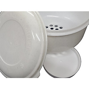 APSI Store Kernel Katcher Popcorn Bowl Set - Popcorn Sifter Shaker Kernel Catcher and Separator, Large and Reusable With Lid, Dishwasher Safe, Recycled Plastic with Handle (White Granite)