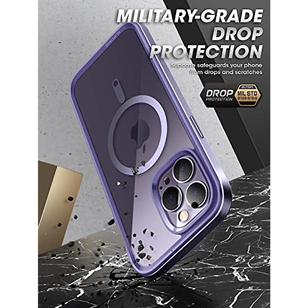 SUPCASE Unicorn Beetle Edge Mag Case for iPhone 14 Pro Max 6.7", Compatible with MagSafe Slim Frame Clear Protective Case with Built-in Screen Protector (Mauve)