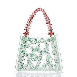 Milanblocks LLC Women Cute Crystal Acrylic Mint Spider Woven Round Beaded Clutch Bag Wedding Purse Bridal Prom Handbag Party Bag