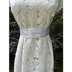 LORDRIE Wedding Satin Sash Bridal Belts For Special Occasion Dresses (White)