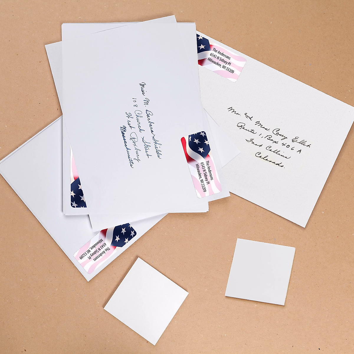Customized Personalized Address Labels - Made in The USA by Kenco (500 Labels, American Flag)