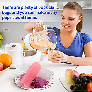 Ice Bags Disposable Ice Pop Mold Bags Plastic Ice Candy Bags for Making Ice Pop Yogurt Candy Freeze Pops (120)