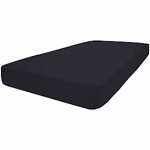 Betty Dain Stretch Jersey Knit Baby Crib Fitted Sheet, 100% Cotton, Elasticized Cover, Deep Corner Pockets, Fits Crib Mattresses Snugly, Machine Washable, Black, 52 x 28 inches