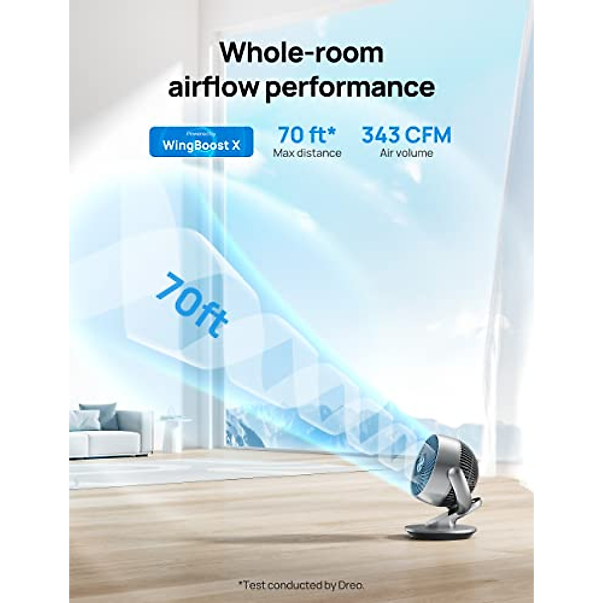 Dreo Smart Table Fans for Bedroom, 120°+90° Oscillating Fans with Remote/Voice/Wifi/Alexa Control, Powerful 70 ft Air Circulator Fan, 4 Speeds, 5 Modes, 12H Timer, 9 Inch Quiet Fan for Office, Home