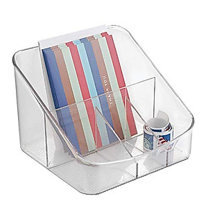 iDesign Linus Plastic Divided Coffee Supply Organizer, Holder for Filters, Sugar, Creamer, Beans, Sweeteners, Tea Bags, 6.3" x 6.9" x 5.2" - Clear