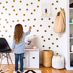 Gold Dots Wall Decals(200 Dots/2 Inch), Posh Polka Dots Wall Sticker for Girls Bedroom Playroom