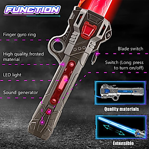 JONEG Lightsaber Light Sabers for Kids - 2 PCS, 7 Color, FX Sound 2 in1 Double-Bladed LED Expandable Lightsabers for Kids Set, Gift for 8 9 10 11 12 Year Old Girls/Boys