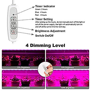Mosthink LED Grow Light for Indoor Plants, 20W Grow Light Strips with Auto On/Off Timer, 48 LEDs /4 Dimmable Levels, Plant Light Bars for Succulents, Seedlings,Indoor Greenhouse,Plant Shelf