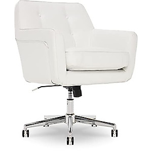 Serta Style Ashland Home Office Chair, Clean White Bonded Leather