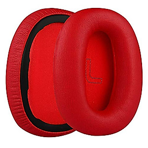 Geekria QuickFit Protein Leather Replacement Ear Pads for Edifier W820BT, W828NB Headphones Ear Cushions, Headset Earpads, Ear Cups Repair Parts (Red)