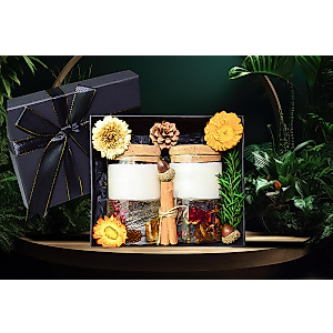 Crystal Candle Gift Set, Organic Natural Flowers in Yelly, Aromatherapy, Healing Gemstones, Botanical Scented Fragrance, Manifestation, Intention, Gel Candle, Christmas, Mother’s Day, Gift for Woman