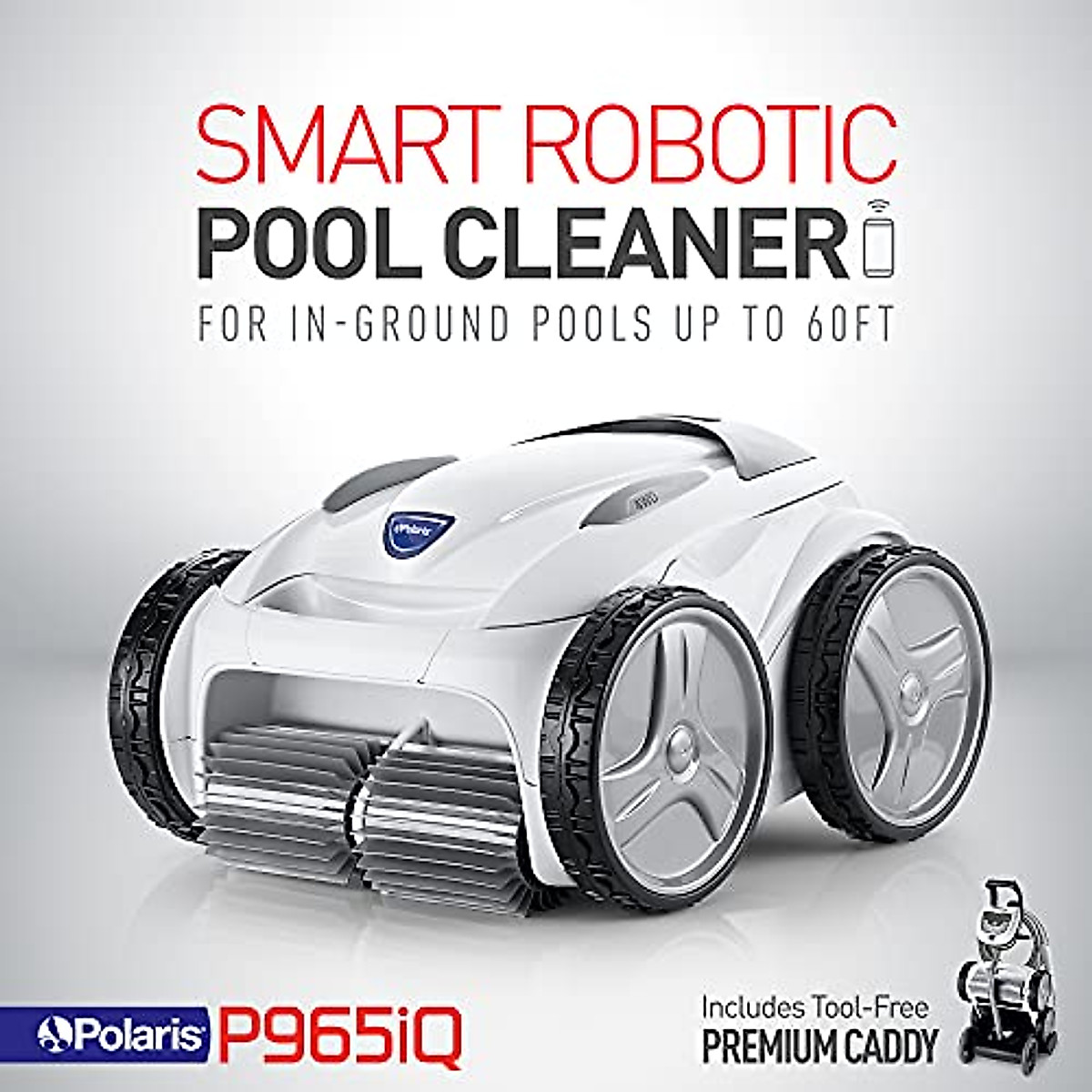 Polaris P965iQ Sport Robotic Pool Cleaner, Automatic Vacuum for InGround Pools up to 60ft, Smart App, WiFi, Amazon Alexa, 70ft Swivel Cable w/Strong Suction & Easy Access Filter Canister