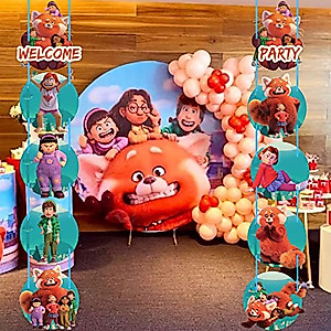 PARTYHOME Turning Red Party Supplies, Party Porch Sign, Banner Decorations for Red Panda Theme Party Outdoor Indoor Home Decorations