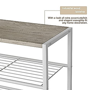 HOMEFORT 3-Tier Shoe Rack, Shoe Storage Shelf, Industrial Shoe Tower, Narrow Shoe Organizer for Closet Entryway, Small Shoe Rack Table with Durable Metal Shelves, White Oak