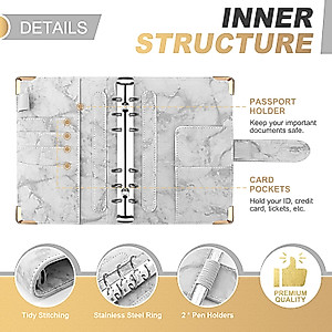 Onlyesh Budget Binder, Cash Envelopes for Budgeting, Money Organizer for Cash, 28Pcs Budget Binder with Cash Envelopes, Marble 6-Ring Money Saving Binder(Grey)