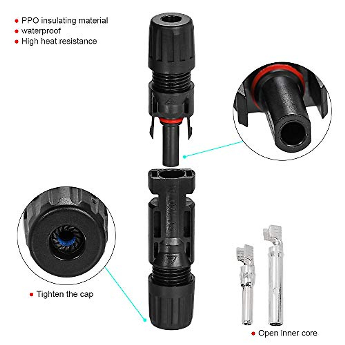 Carkio Solar Crimping Tools Crimper Compatible with Solar Panel 2.5-6.0mm² PV Cable and Connector Male Female Solar Cable Connection