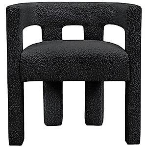 Meridian Furniture Athena Collection Modern | Contemporary Boucle Fabric Upholstered Accent | Dining Chair, 25" W x 21" D x 27" H, Black