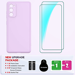 LeYi for Galaxy S20 FE Case, Phone Case Samsung S20 FE 5G with [2 Pack] Tempered Glass Screen Protector for Women Men, Liquid Silicone Soft Microfiber Liner Cover Case for Galaxy S20 FE, Purple