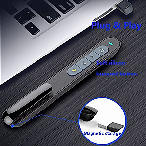 Presentation Clicker Wireless Presenter Remote, PPT Presentation Clicker with Hyperlink &Volume Remote Control Presentation Clicker Pointer Slide Advancer for Keynote/PPT/Mac/PC(Battery Included)