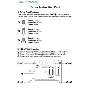 Khadas M2X WWAN Extension Board with M.2 Slot for Adding a 4G/5G LTE Module Support Nano-SIM Card Slot/18-Pin GPIO Header/4G/5G Active LED