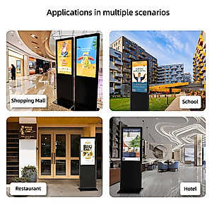 JASZDOT 55'' Digital Signage Displays 4K UHD 3840p LCD Touchscreen Kiosk Floor Standing Auto Smart AD Display Support USB/HDMI/WiFi Android OS（55'' Touch Screen）