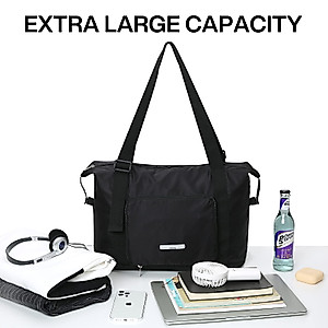 Hanke Expandable Foldable Travel Duffel Bag Collapsible Carry On Bag with Luggage Strap for Airplanes, Water Resistant Weekender Overnight Bag Fits for Men Women