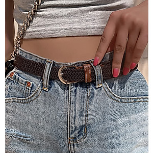3 pcs Elastic Stretch Woven Belt with Classical Colors for Jeans Braided Belt for Golf Casual Pants (Classical Buckle)