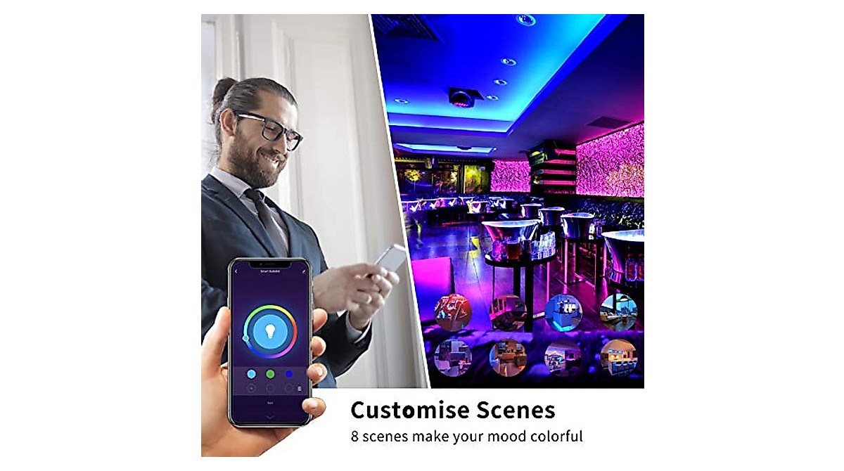 Smart LED Bulb 2 Pack - WiFi RGBW Color Changing Lights with Voice Control