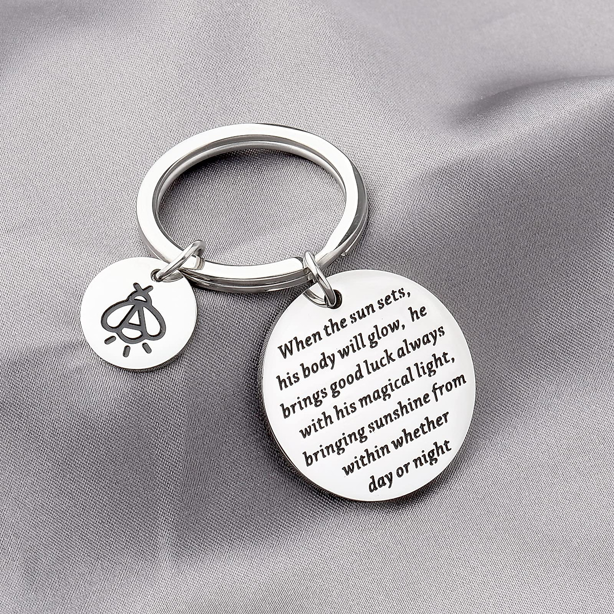 TIIMG Firefly Charm Keychain Firefly Lover Gift Inspirational Gifts Firelfly Good Luck Gift (When the sun sets)