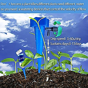 Self Plant Watering Spikes 12 Pack Auto Drippers Irrigation Devices Vacation Automatic Plants Water System with Adjustable Control Valve Switch Design for Houseplant, Gardenplant, Officeplant