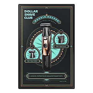 Dollar Shave Club | Double Header Electric Trimmer | Electric Razor with a Beard Trimmer Head & Separate Body Grooming Head | Waterproof Body Shaver & Beard Trimmer, Black
