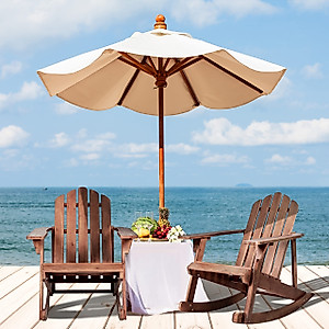 JONATHAN Y PAT1000C Kiawah Outdoor Patio Classic Acacia Wood Adirondack Rocking Chair for Garden, Lawn, Backyard, Pool, Deck, Beach, Firepit, Dark Brown