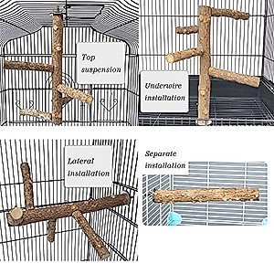 L1HMPET Natural Wood Bird Perch Stand Toy,Parrot Perch Bird Cage Branch Perch Accessories for Parrots, Parakeets Cockatiels, Conures, Macaws, Love Birds, Finches (Bird Perch M: 10" Length)