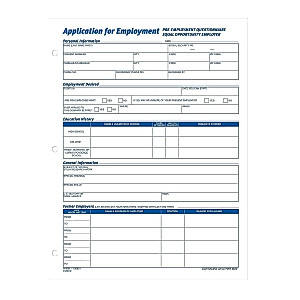 Adams Applications for Employment, 8.5 x 11 Inch, 3-Hole Punched, 50-Sheets/Pack, 2-Pack, White (9661)