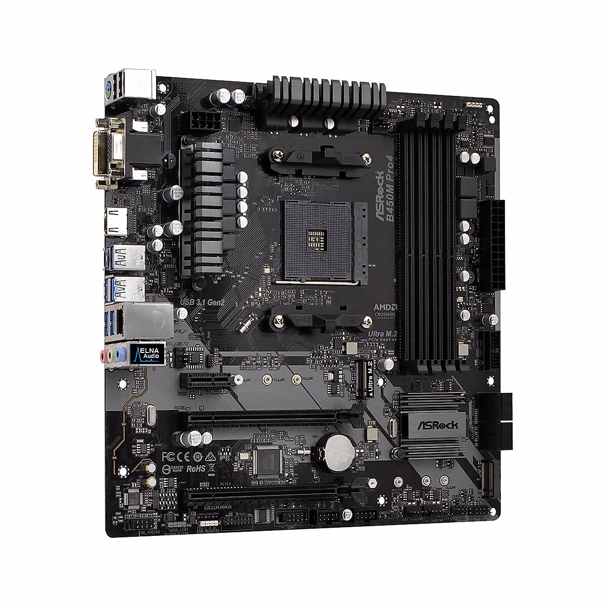 ASRock B450M PRO4 AM4 AMD Promontory B450 SATA 6Gb/s USB 3.1 HDMI Micro ATX AMD Motherboard
