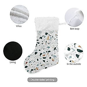 Kigai Christmas Stockings Classic Terrazzo Large Candy Stockings Stuffers Kids Cute Xmas Sock Decorations 1PC for Home Holiday Party 12" x18"